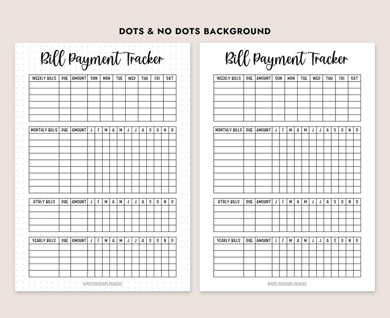 Printable Bill Payment Tracker A4 Letter A5 Journal Sizes PDF Finance ...
