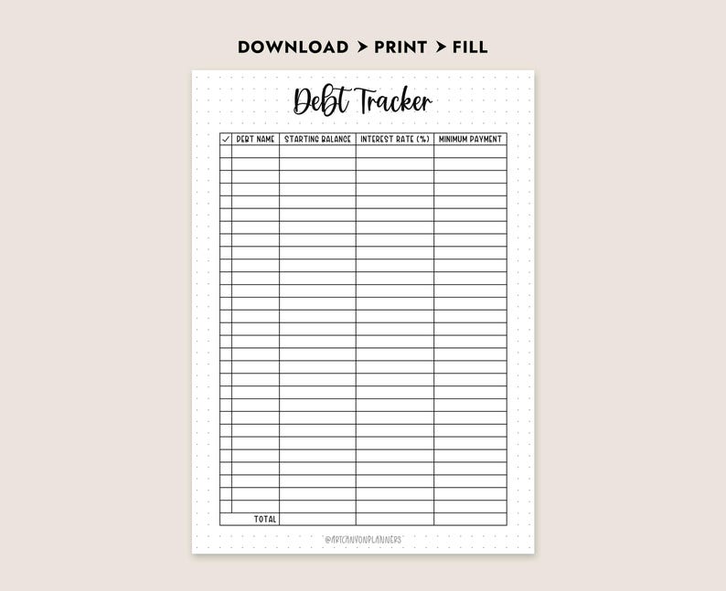 Debt Tracker Printable Financial Planner Debt Payoff Tracker Debt ...
