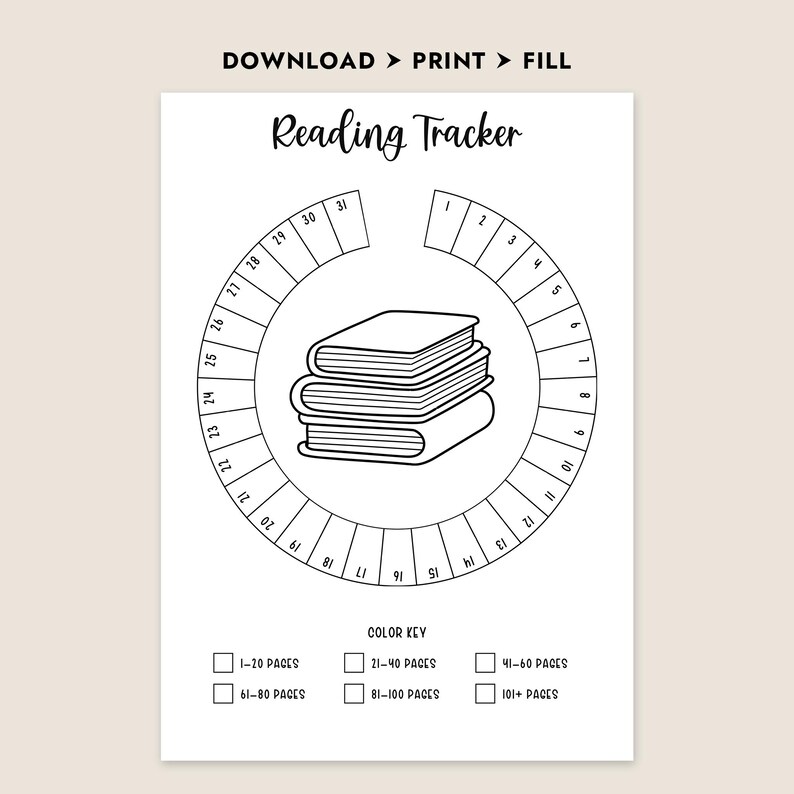 Daily Reading Tracker Printable Journal Page Planner Book Reading Log ...