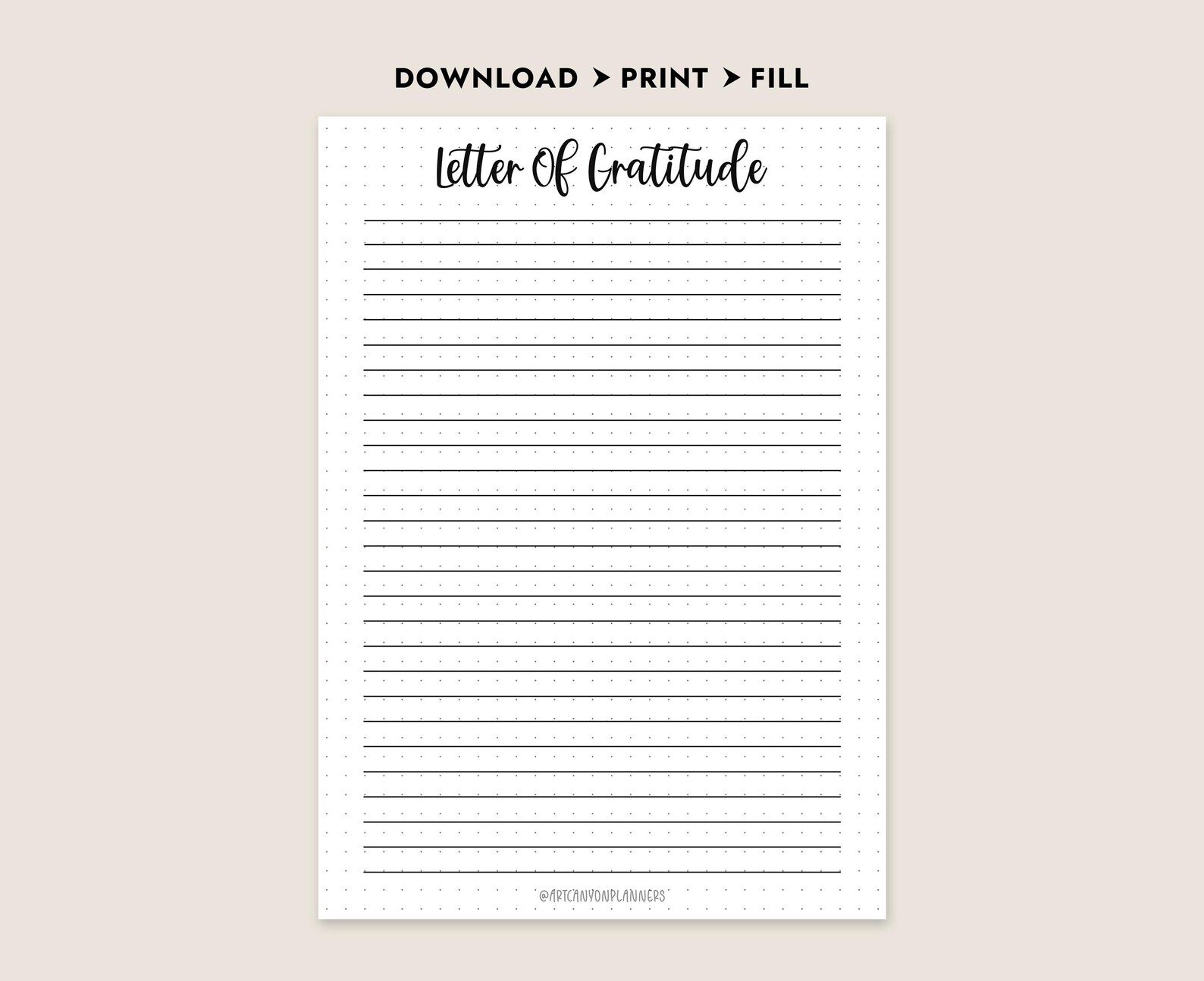 Letter of Gratitude Printable Journal Page A4 A5 Letter Size Instant ...