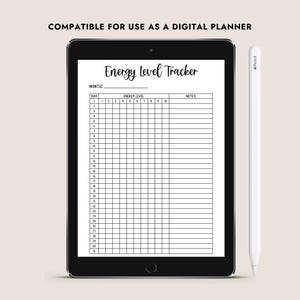Energy Levels Tracker Printable PDF Workout Exercises Digital Printable ...
