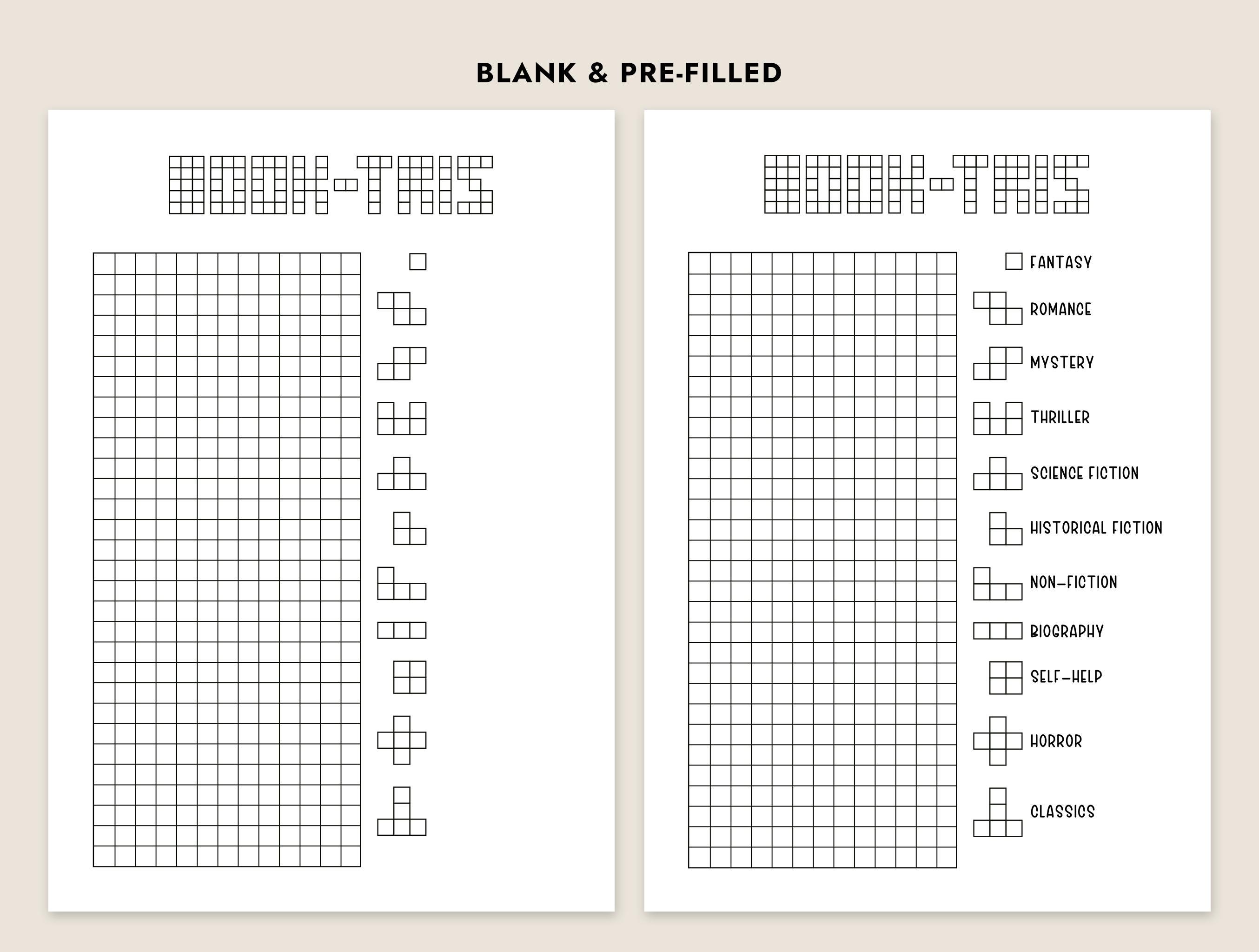 Book-tris Tracker Yearly Printable Journal Page Book Tracker Reading ...