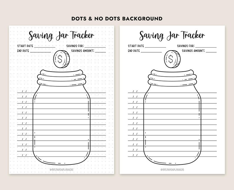 Saving Jar Tracker Printable PDF Instant Download A4 Letter A5 Journal ...