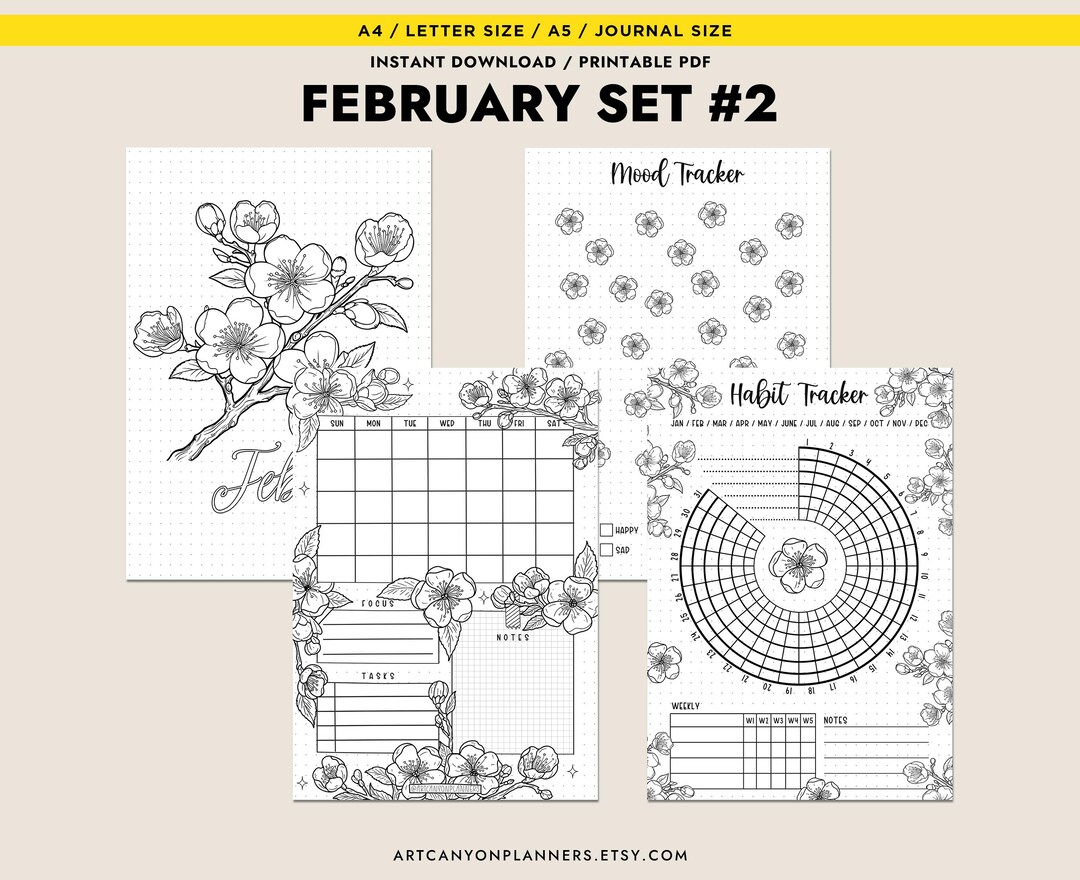 February Title Page Calendar Cover Page Printable Inserts Journal ...