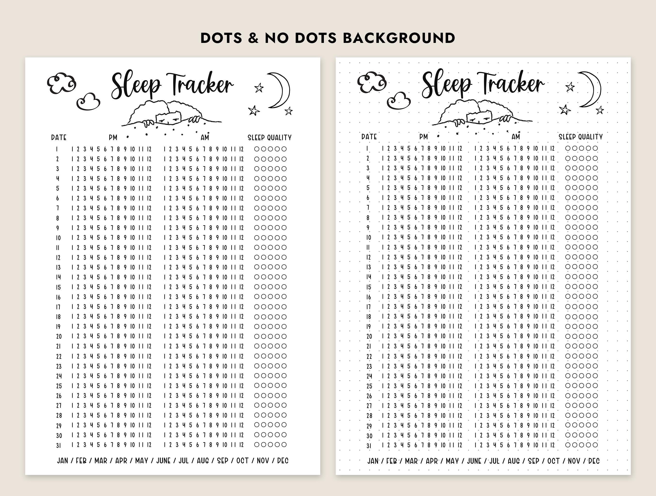 24 Hour Sleep Tracker Printable Monthly Tracker Sleep Log Sleep ...