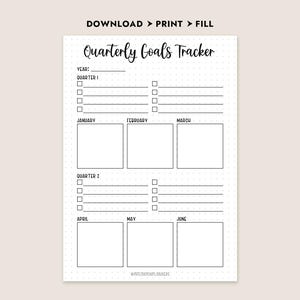 Printable Quarterly Goals Planner Productivity Tracker Monthly Goal ...