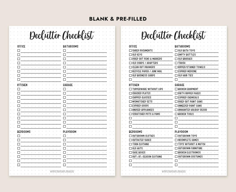 Declutter Checklist Printable Home Organization A4 A5 Letter Instant ...