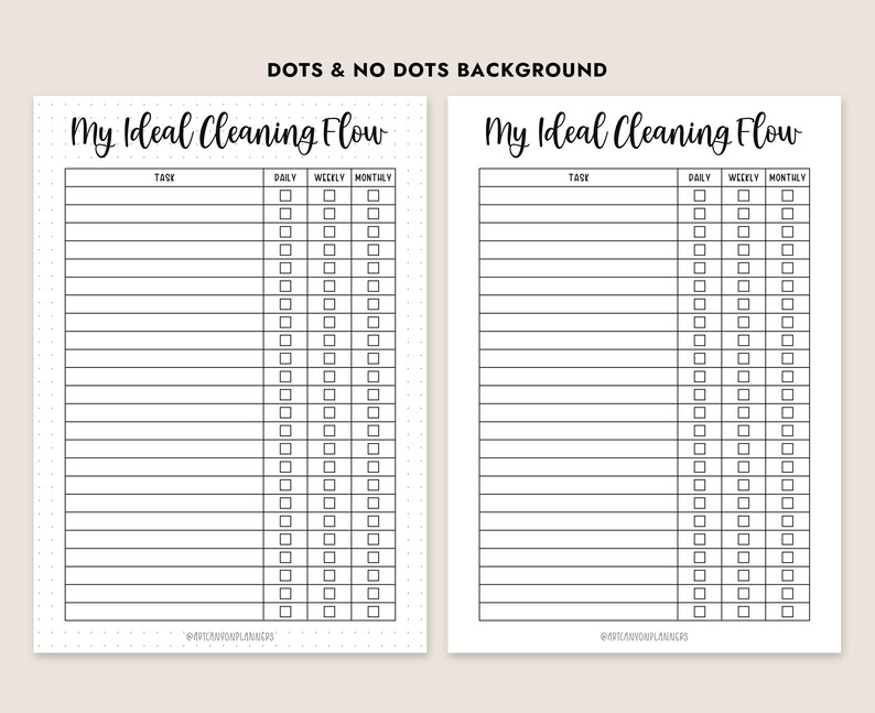Cleaning Flow Checklist Printable Daily Weekly Monthly Chore Chart ...