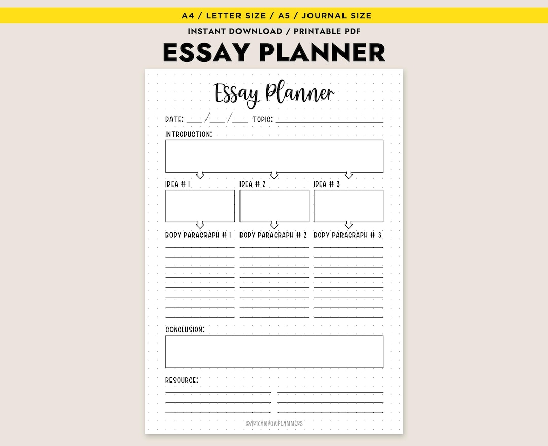 Essay Planner Printable Essay Outline Template for Students Digital ...