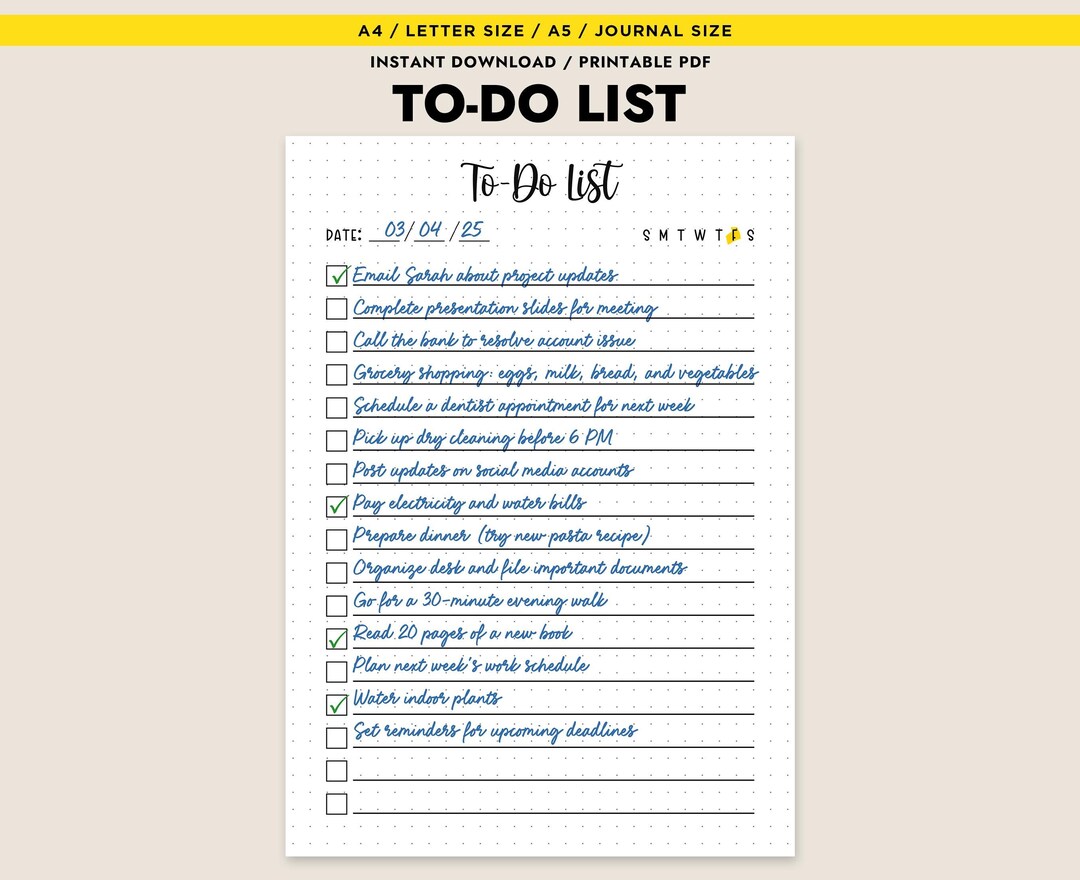 Minimal to Do List Printable Journal Simple Tasks List Task Organizer ...