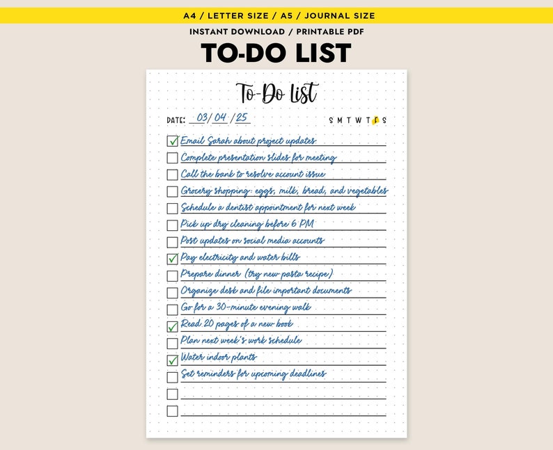 Minimal to Do List Printable Journal Simple Tasks List Task Organizer ...