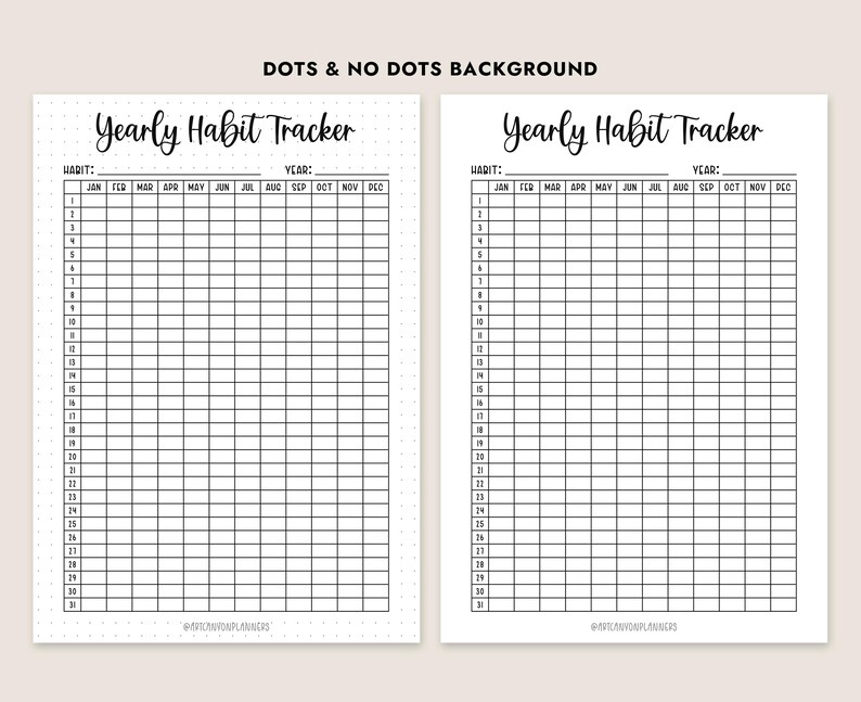 Yearly Habit Tracker Printable PDF Planner Insert A4 A5 Letter Size ...