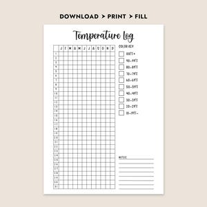 Temperature Log Monthly Printable Journal Page Weather Tracker - Etsy
