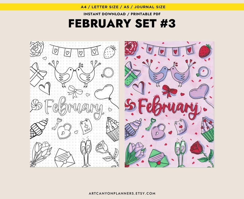 February Title Page Calendar Cover Page Printable Inserts Journal ...