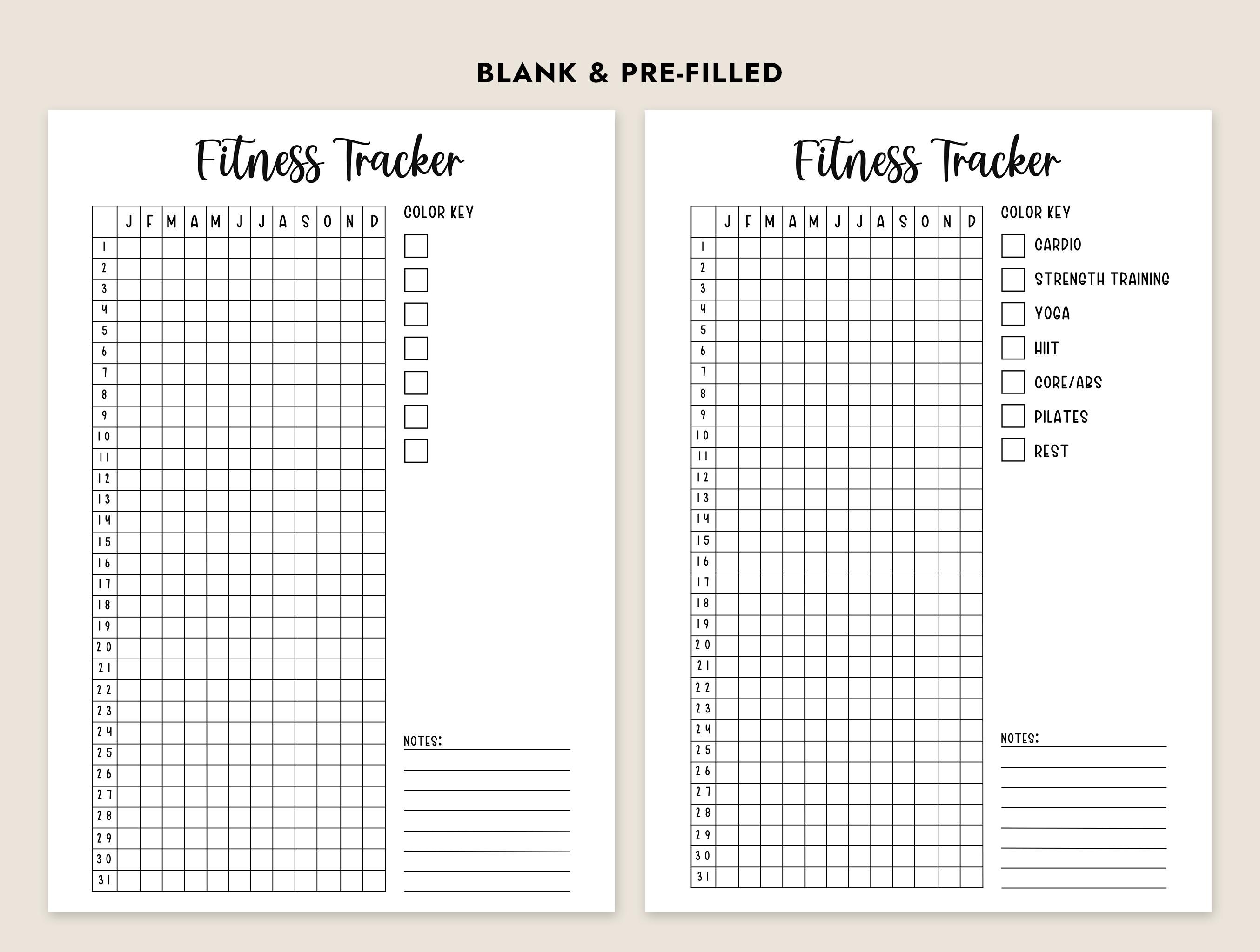 Fitness Tracker Yearly Printable Journal Page Yearly Tracker Health ...