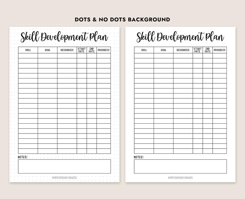 Skill Development Plan Printable Goal Tracker Self Improvement Learning ...