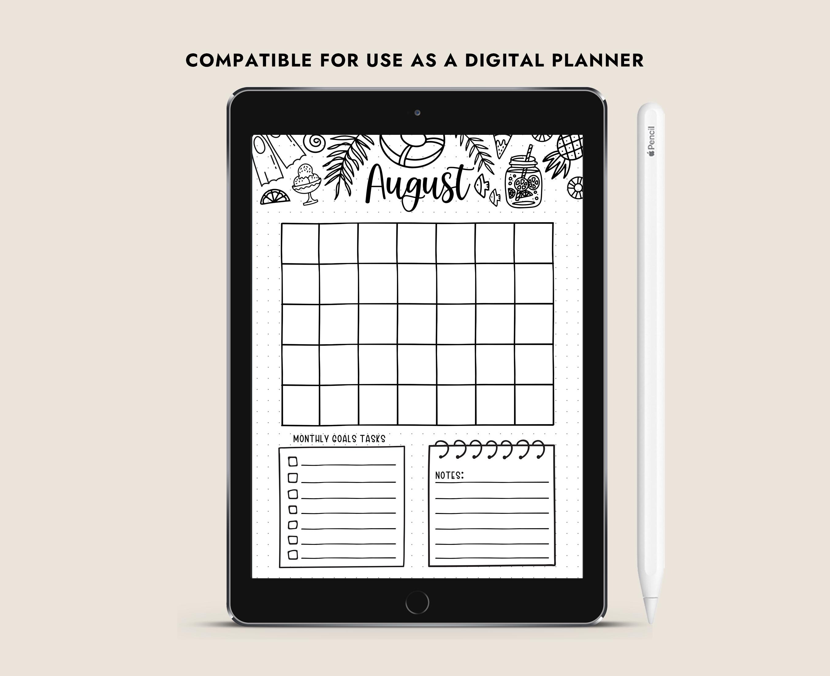 August Title Page Printable February Calendar Planner Cover Page ...