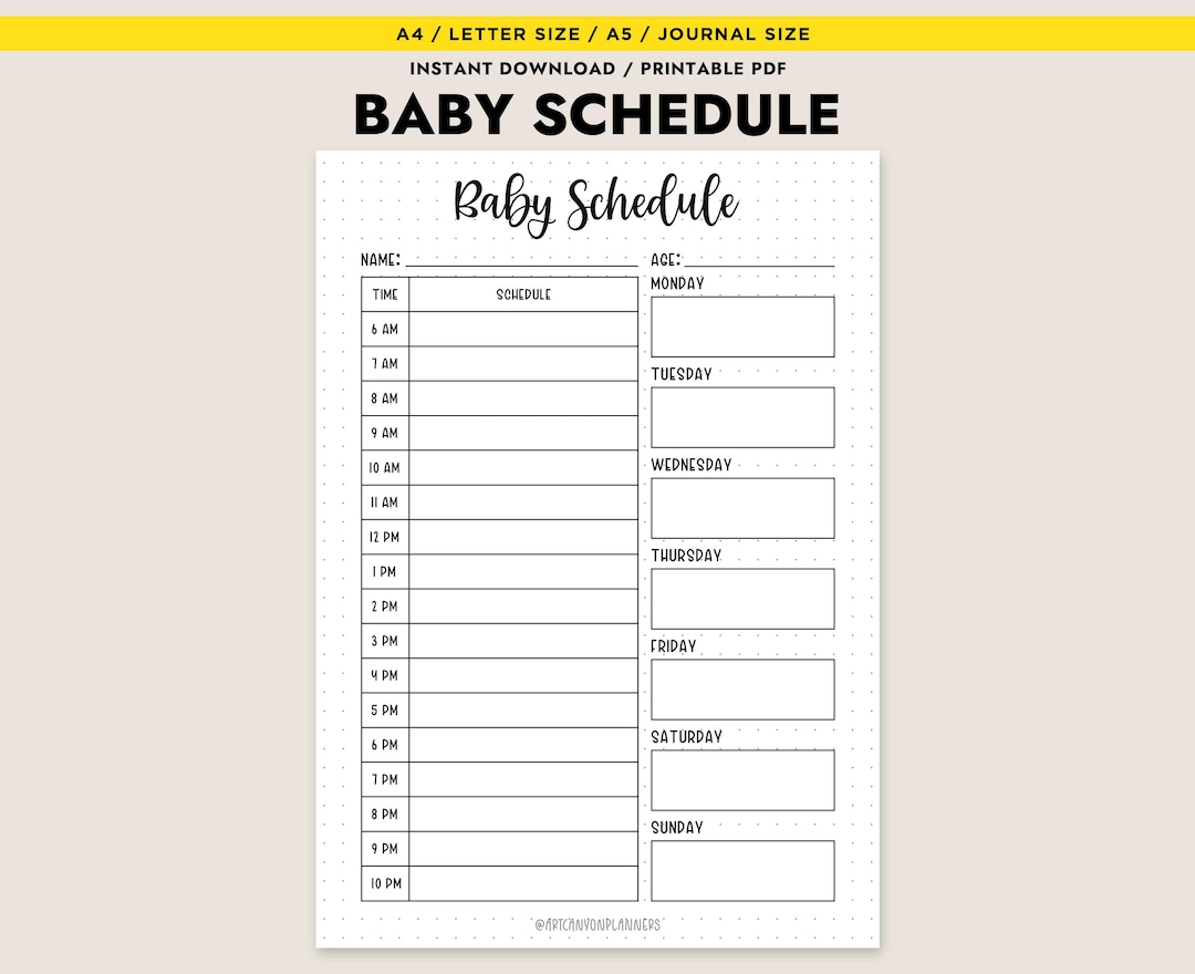 Printable Baby Schedule Daily Planner Newborn Routine Log Instant ...