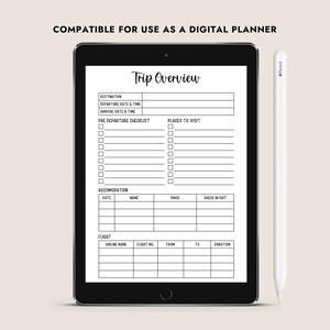 Printable Trip Overview Travel Planner Summary Sheet Instant Download ...
