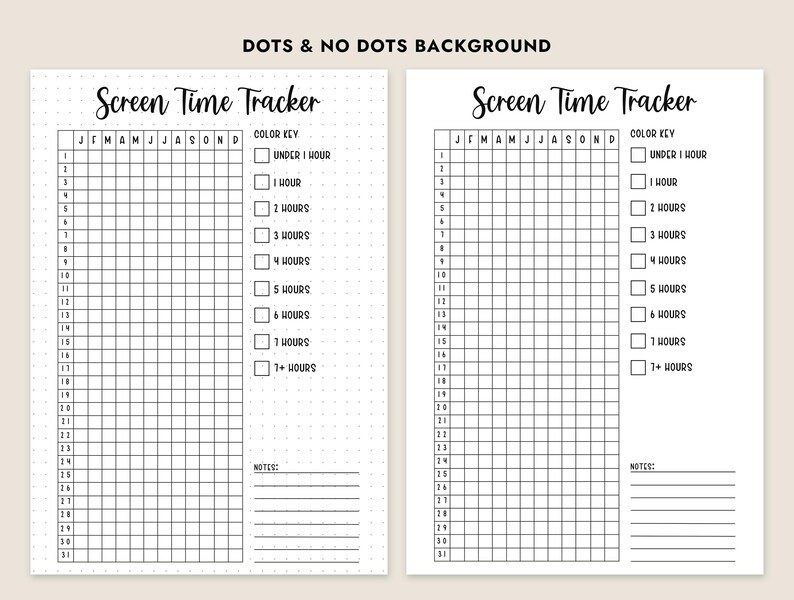 Screen Time Tracker Yearly Printable Journal Page Habit Tracker Phone ...