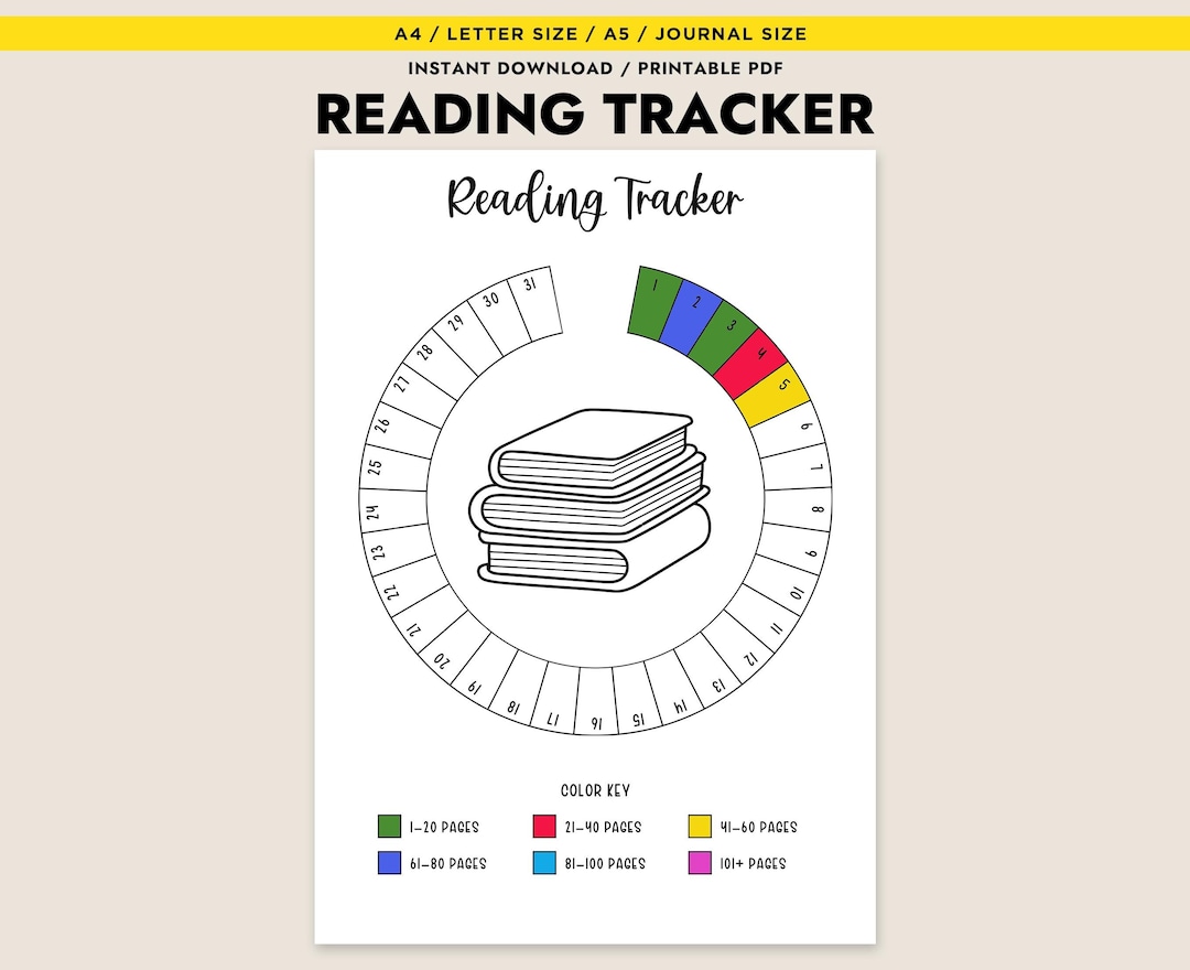 Daily Reading Tracker Printable Journal Page Planner Book Reading Log ...