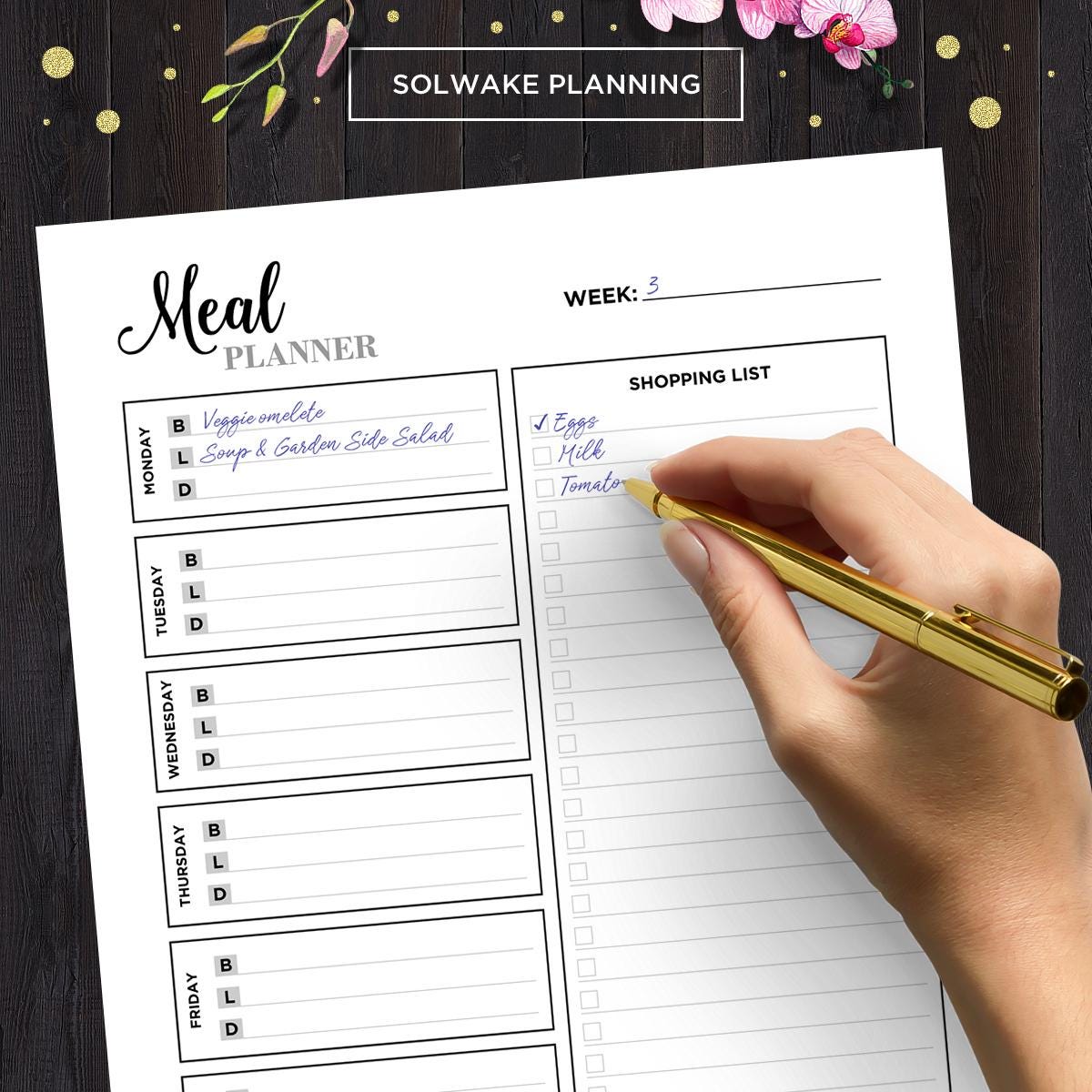 Meal Planner Printable Menu Planner Printable Shopping List Planner ...