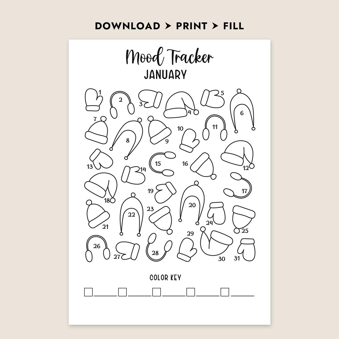 Monthly Mood Tracker Bundle Printable Monthly Rating Tracker Rate My ...