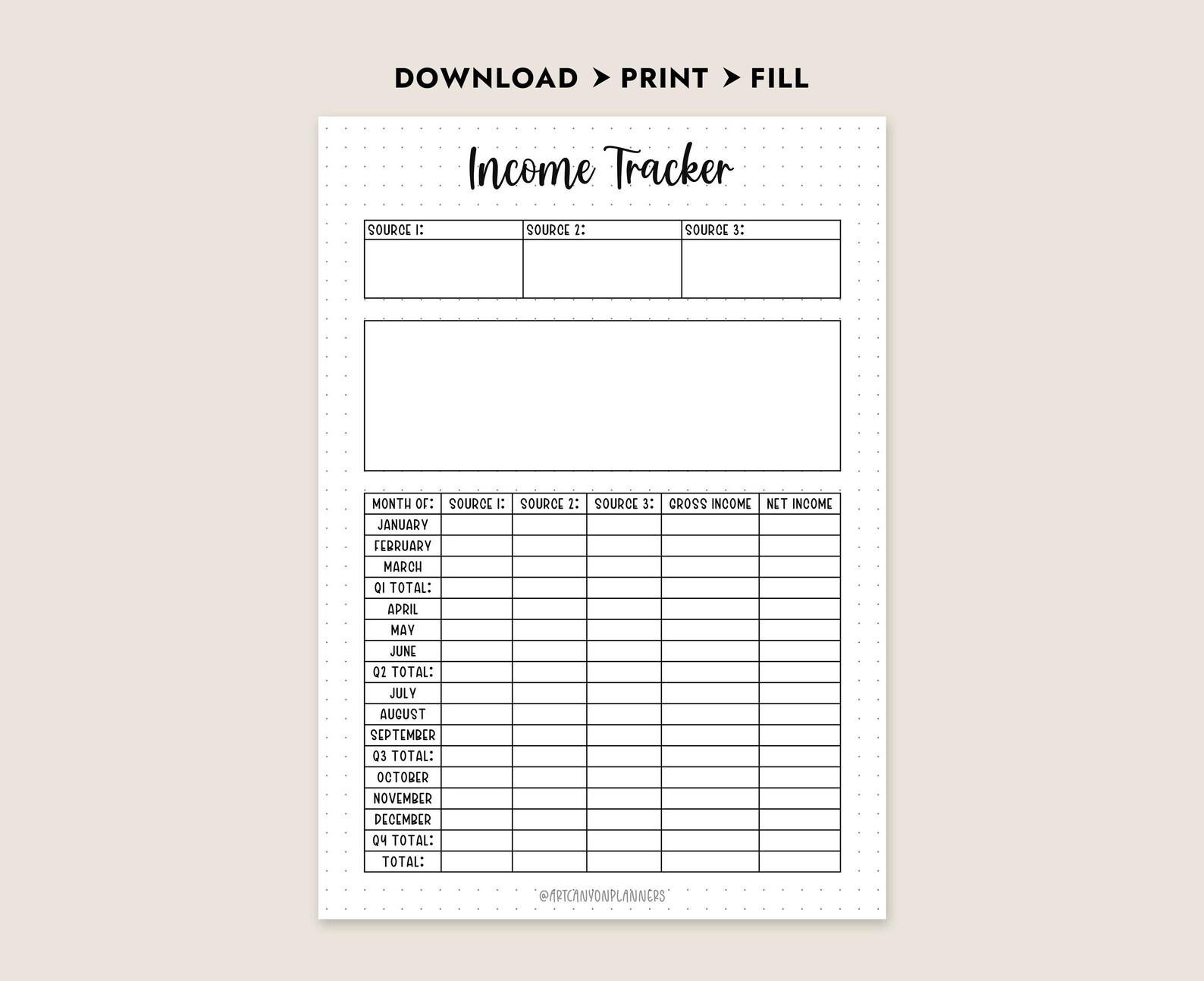 Income Tracker Printable Income and Expense Tracker Monthly Income ...