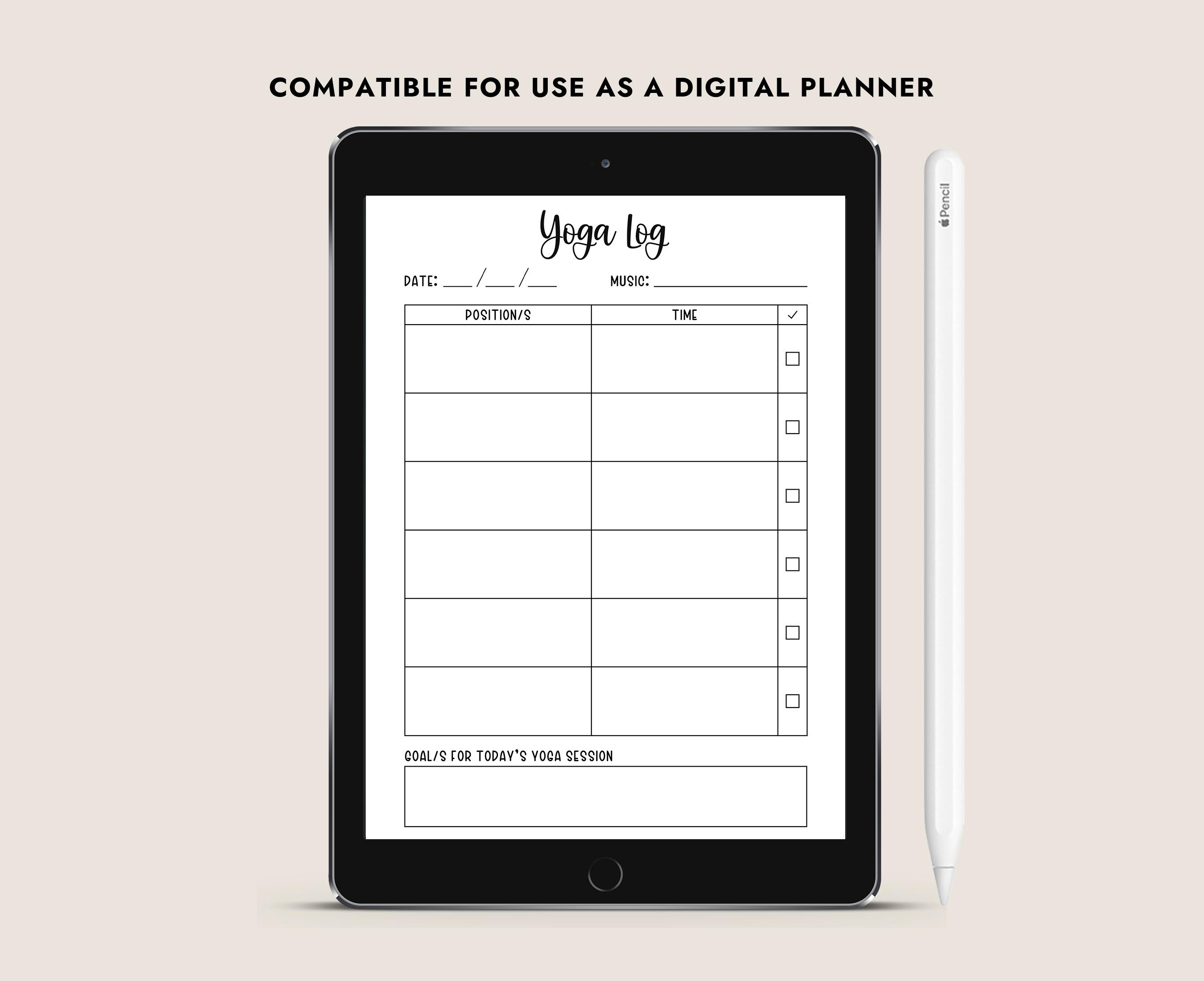 Yoga Log Printable A4 Letter A5 Journal Yoga Practice Tracker Instant ...