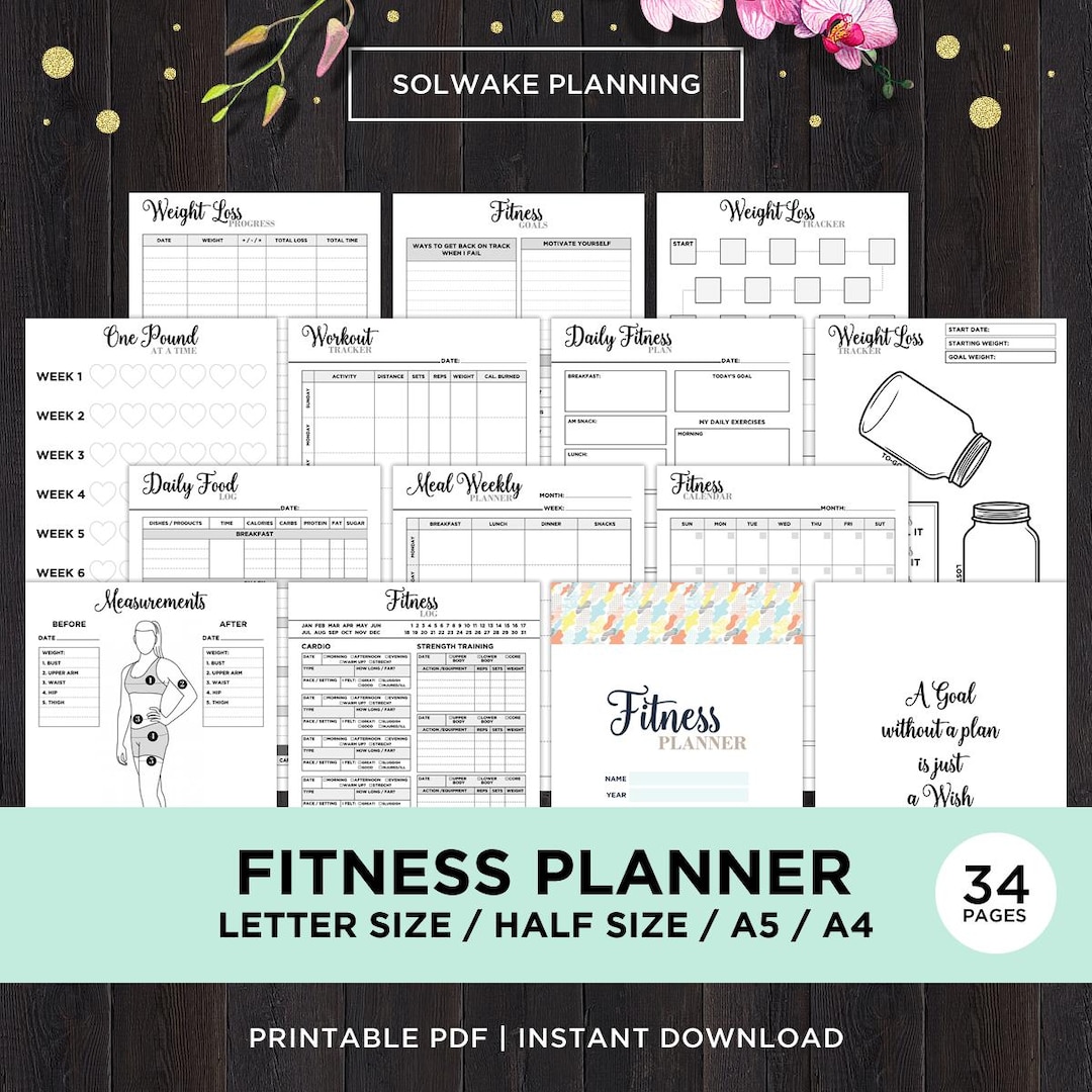 Fitness Planner Printable Health Planner Fitness Journal Printable ...