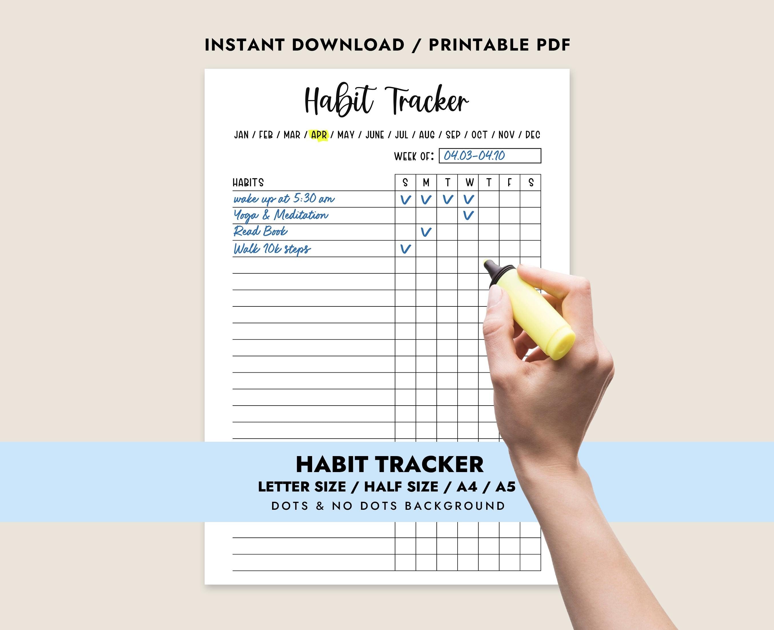 Habit Tracker Printable Goal Tracker Fitness Tracker Planner Page 30 ...