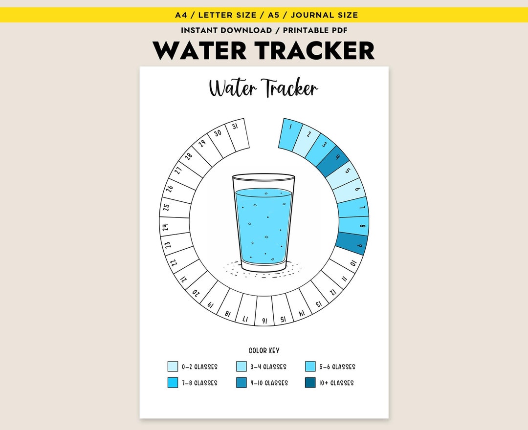 Water Tracker Monthly Printable Planner Journal Page Daily Tracker ...