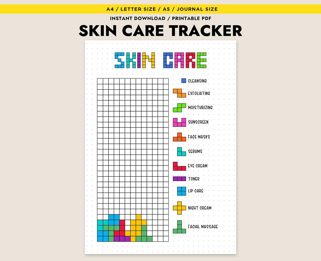 Skin Care Tracker Printable Journal Page Self Care Tracker Skincare Log ...