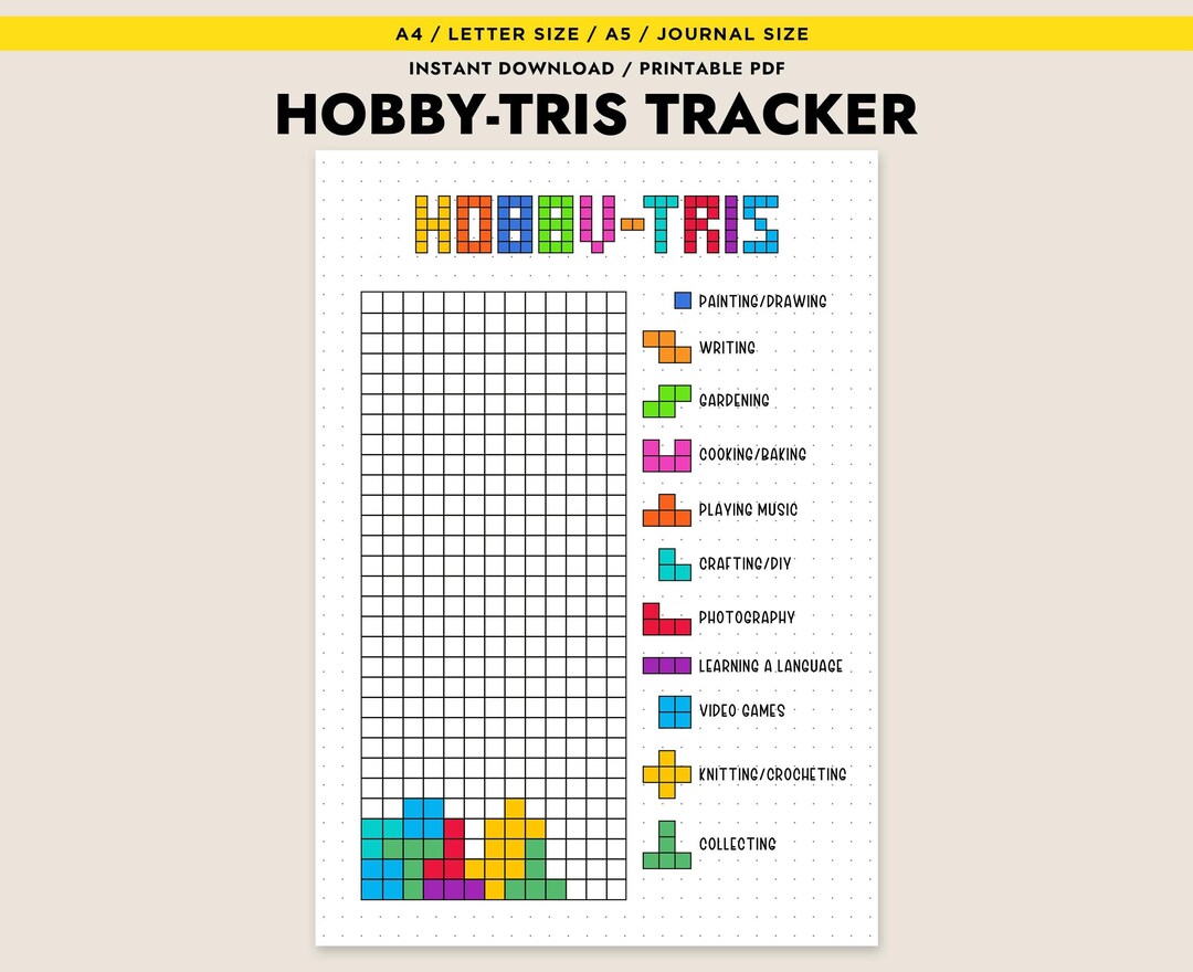 Hobby Tracker Printable Journal Page Wellness Tracker Daily Activity ...