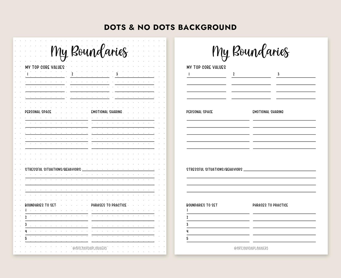 Boundaries Worksheet Printable Therapy Journal Setting Healthy ...