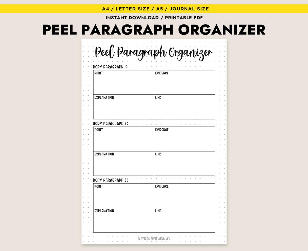 Peel Paragraph Organizer Digital Download Printable PDF A4 A5 Journal ...