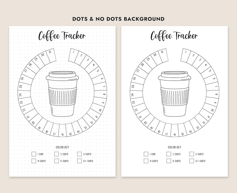 Coffee Tracker Printable Journal Page Planner Monthly Health Tracker ...