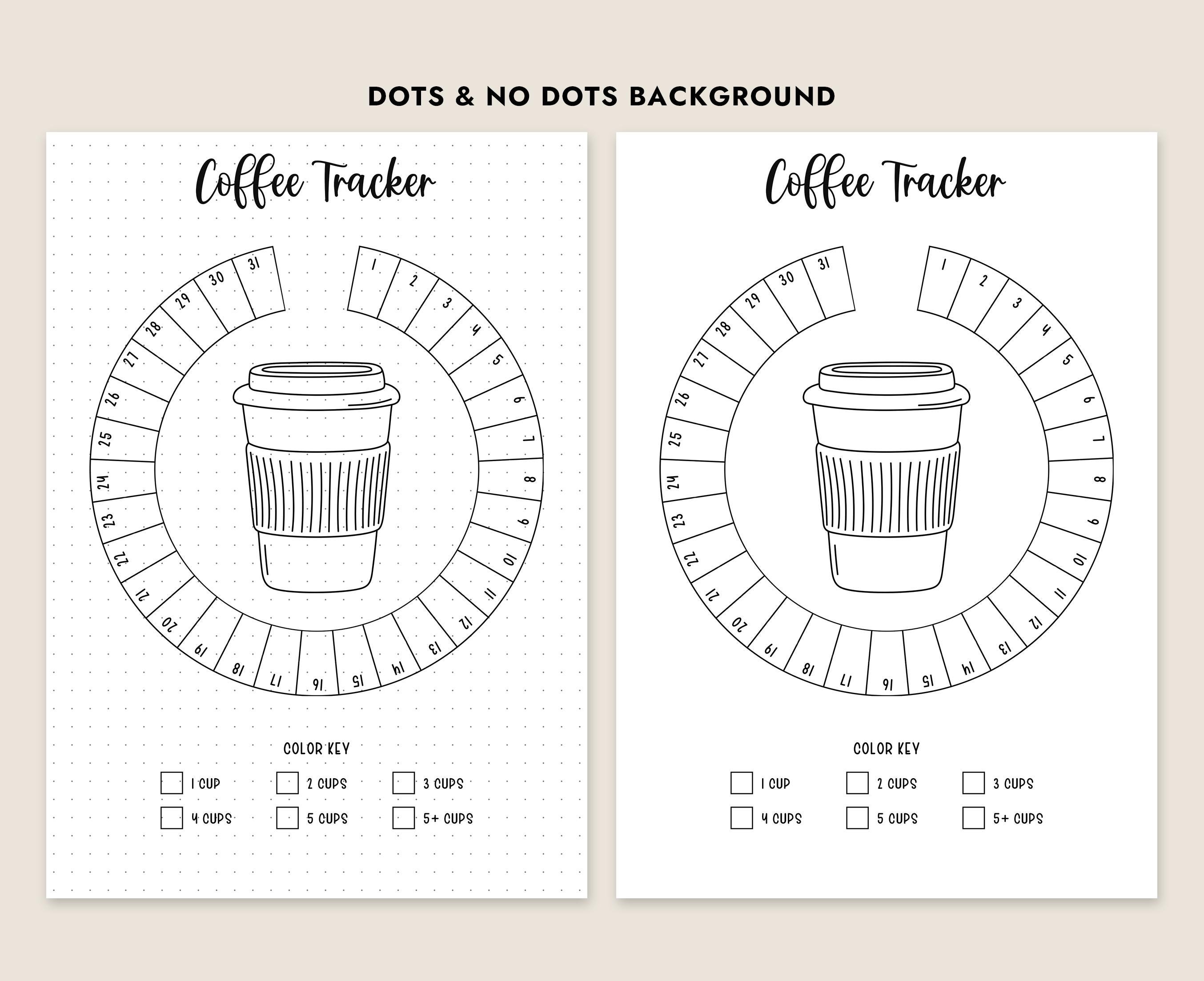 Coffee Tracker Printable Journal Page Planner Monthly Health Tracker ...