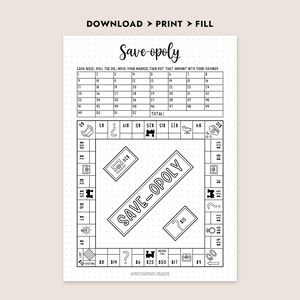 Save-opoly Printable Savings Challenge Game Fun Money Saving Tracker A4 ...