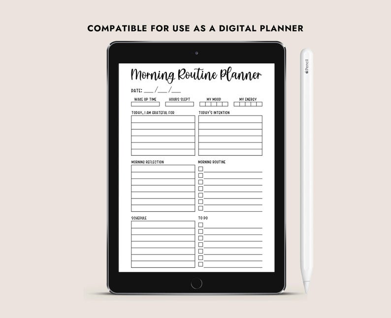 Morning Routine Planner Printable Daily Tracker Template A4 A5 Letter ...