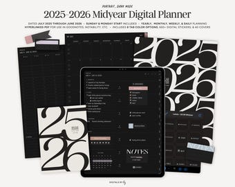 2025 Digital Planner, Portrait Hyperlinked iPad Planner, Goodnotes ...