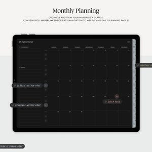 Dark Mode 2025-2026 Midyear Digital Planner, Landscape Hyperlinked iPad ...
