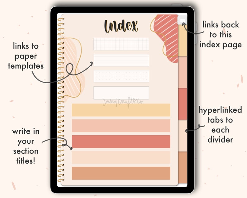 5 Subject Hyperlinked Digital Notebook iPad Notability | Etsy