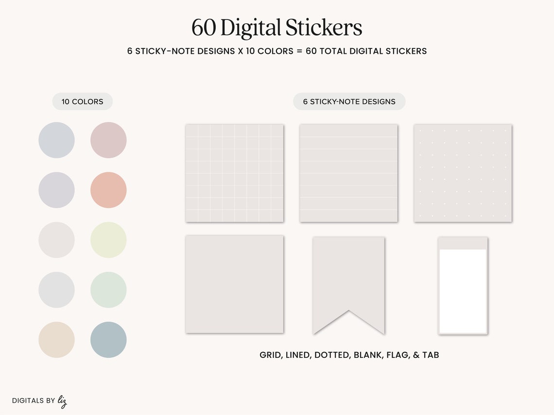 60 Digital Stickers Pre-cropped Png's & Goodnotes - Etsy