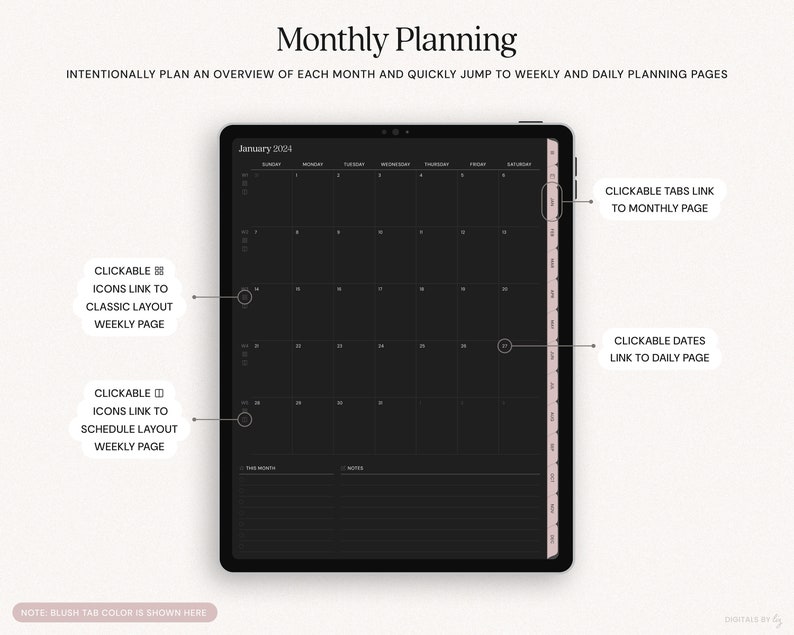 2024 Digital Planner Dark Mode, Goodnotes Planner, Notability Planner ...
