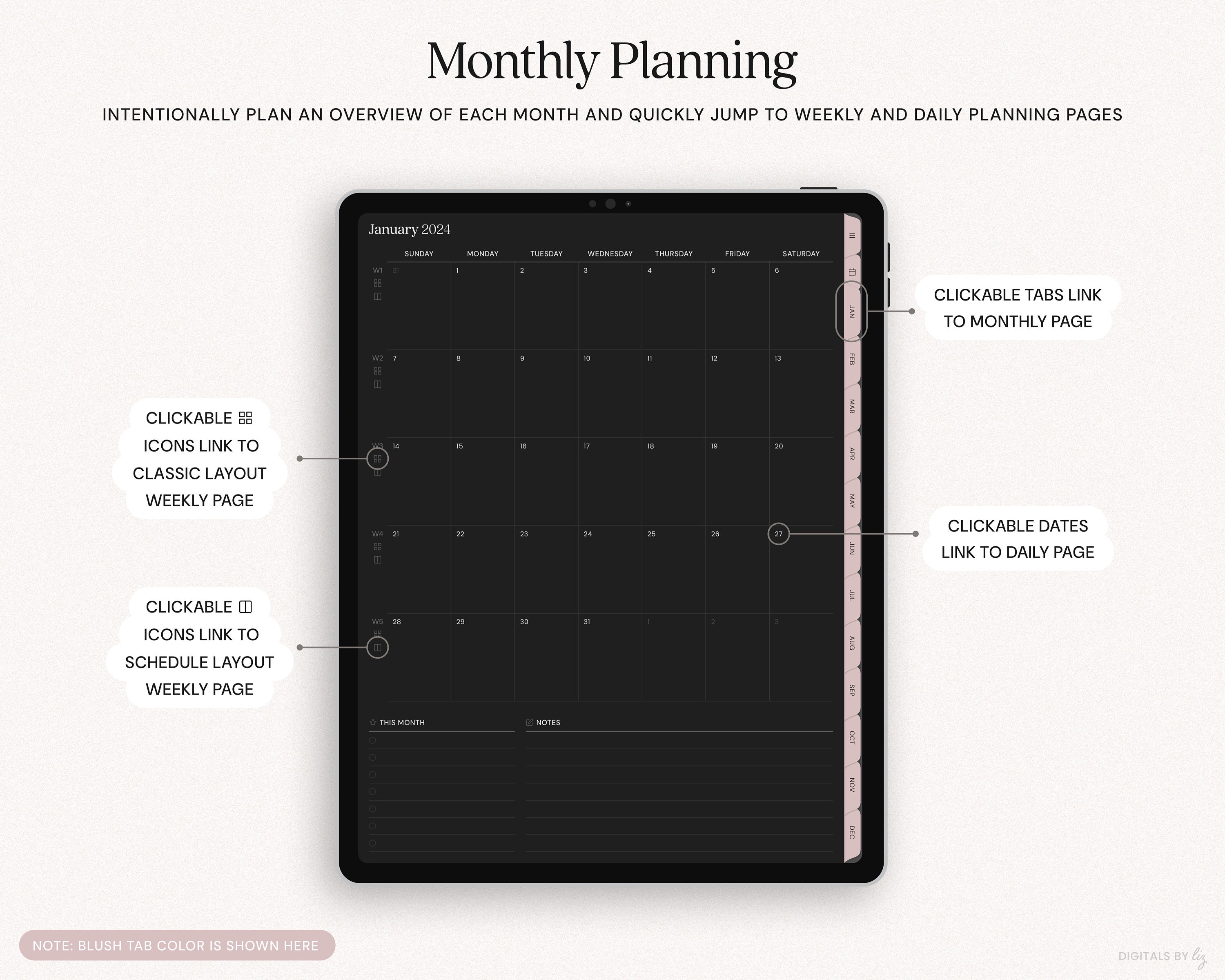 2024 Digital Planner Dark Mode, Goodnotes Planner, Notability Planner ...