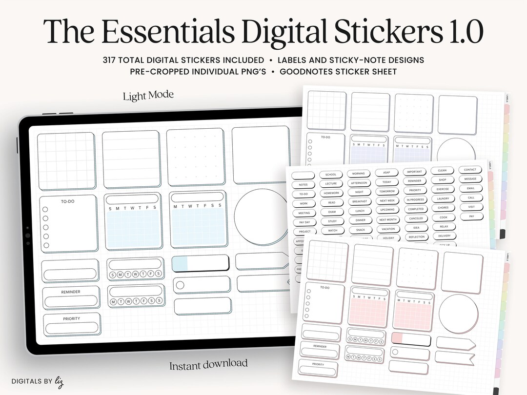 317 Digital Stickers (light Mode) | Pre-cropped Png's & Goodnotes ...