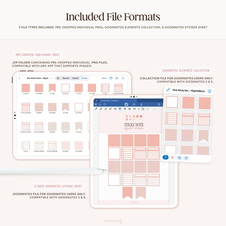 90 Pink Digital Stickers | Pre-cropped Png's & Goodnotes Sticker Sheet ...
