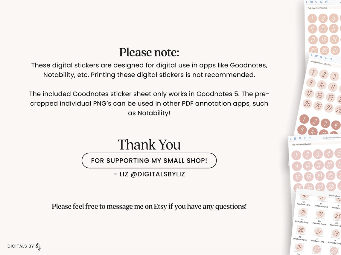 Pink Date Dot Digital Stickers Pre-cropped Individual - Etsy