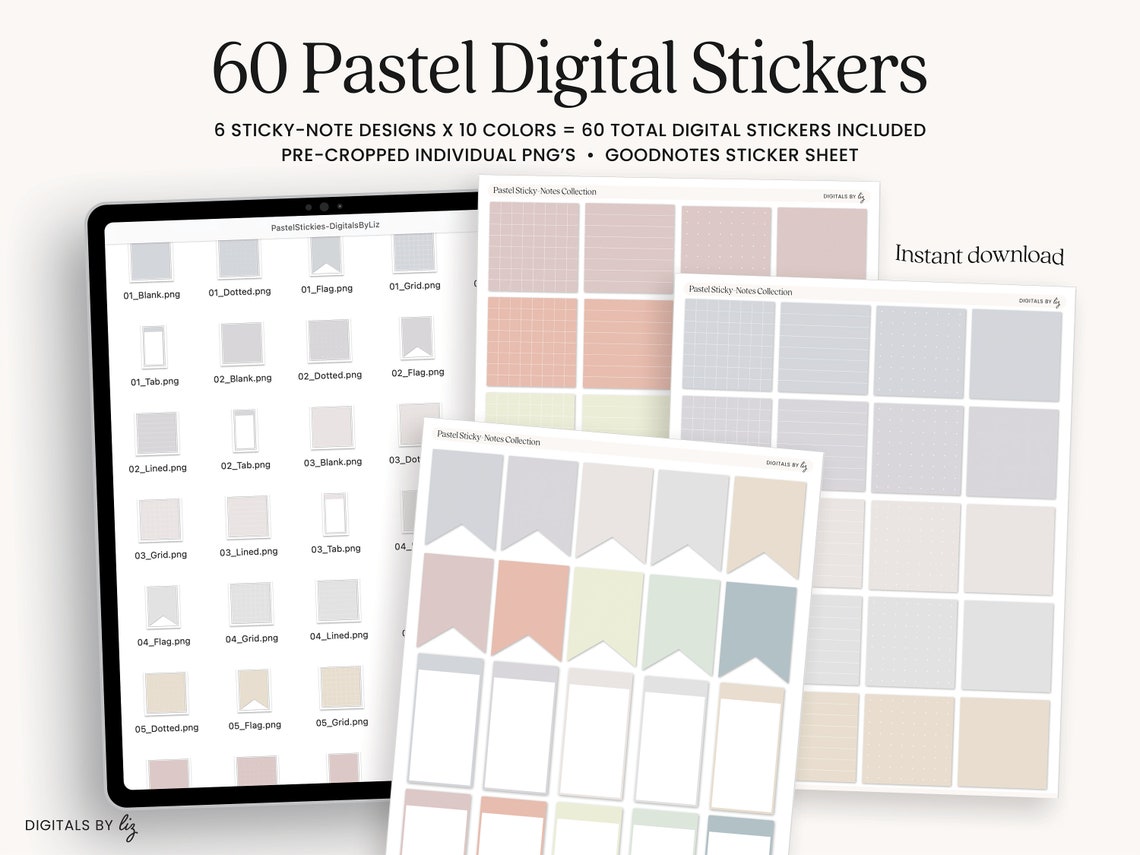 60 Digital Stickers Pre-cropped Png's & Goodnotes - Etsy